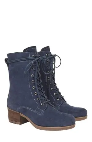 CELTIC & CO. Block Heel Derby Boots - Navy