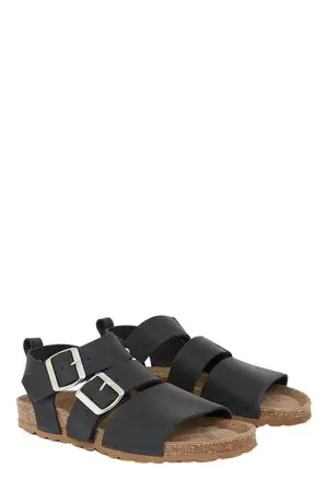 CELTIC & CO. Triple Strap Leather Sandals - Navy