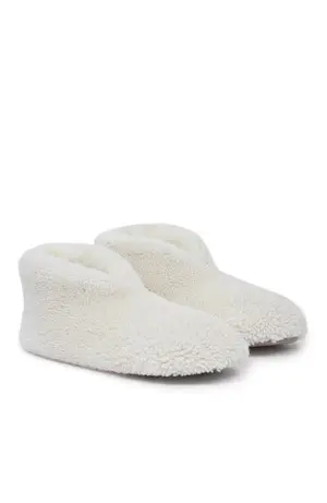 CELTIC & CO. Teddy Shearling Soft Sole Bootee Slippers - Ecru