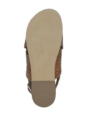CELTIC & CO. Leather Woven Crossover Sandal - Brown