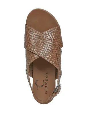 CELTIC & CO. Leather Woven Crossover Sandal - Brown