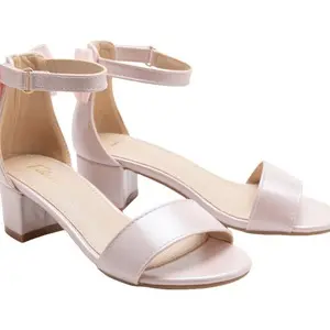 TULLEEN Satin Banded Block Heel Sandals - Pink