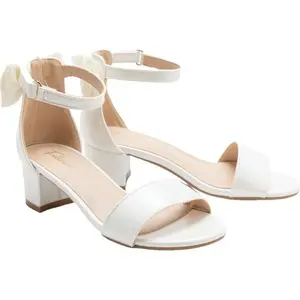 TULLEEN Satin Banded Block Heel Sandals - White
