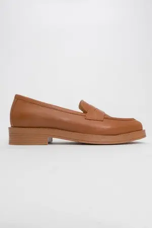 FOREVER & ALWAYS SHOES Bree Platform Leather Loafer - Cognac Leather