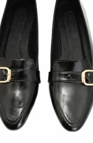 FOREVER & ALWAYS SHOES Zarina Leather Flats - Black Patent Leather