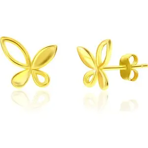 DONATELLO GIAN Sterling Silver Butterfly Stud Earrings - Gold