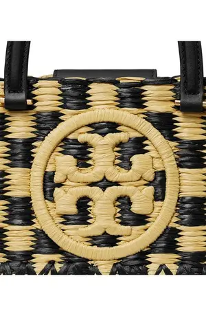 Tory Burch Ella Woven Satchel - Black / Natural