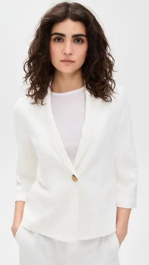 Vince Linen Shrunken Blazer - Off White