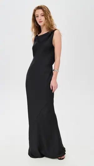 Norma Kamali Sleeveless Low Back Gown - Black