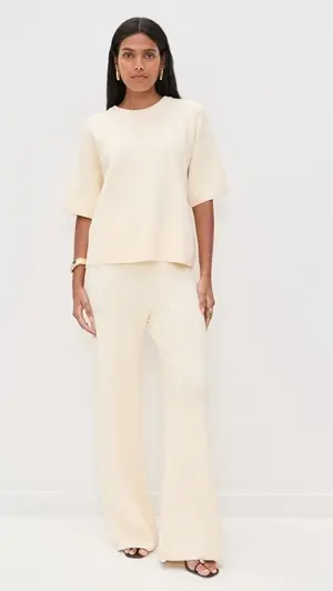 English Factory Collar Knit Top - Ivory