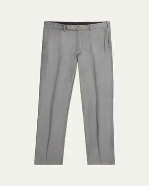 Zegna ZEGNA Wool Sharkskin Trousers - Md Gry Sld