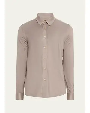 Brioni Silk Pique Sport Shirt Beige