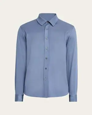 Brioni Silk Pique Sport Shirt Bluette