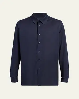 Brioni Silk Pique Sport Shirt Royal