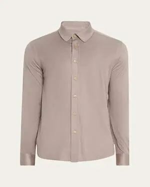 Brioni Men's Silk Pique Sport Shirt Sand