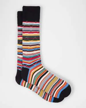 Paul Smith Paul Smith Openwork Stripe Argyle Crew Socks Striped