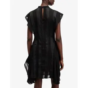 ALLSAINTS Fleur Asymmetric Woven Mini Dress - Black