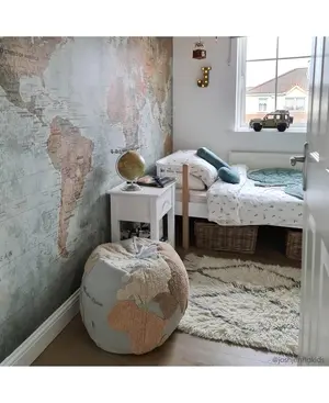 LORENA CANALS World Map Pouf 1' 8" X 1' 8" X 1' 6