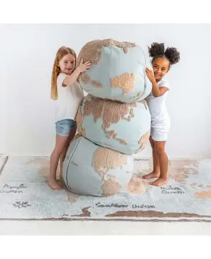 LORENA CANALS World Map Pouf 1' 8" X 1' 8" X 1' 6