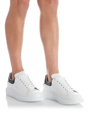 Alexander McQueen Oversized Sneakers With Leather Heel - Blue White