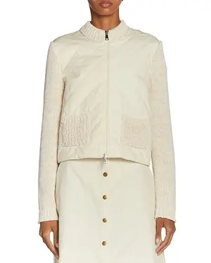 Moncler Padded Mixed Media Jacket - Natural