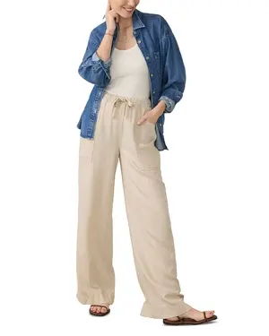 Faherty Brand Drift Wide Leg Pants - Wheaten