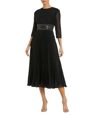 Mac Duggal Shimmering A-line Midi Dress - Black