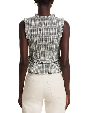 Rails Martine Gingham Peplum Top - Ivory Jet