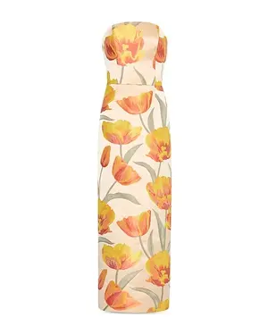 MILLY Orion Tulip Jacquard Dress - Yellow Multi