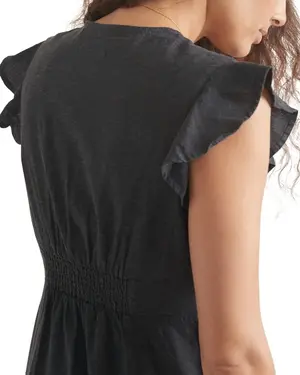 Marine Layer Camilla Flutter Sleeve Midi Dress - Black