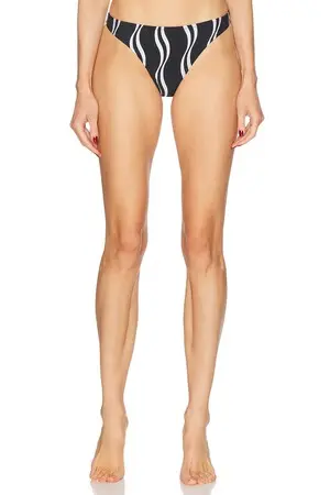 Solid & Striped The Tati Bikini Bottom - Wavy Stripe Noir