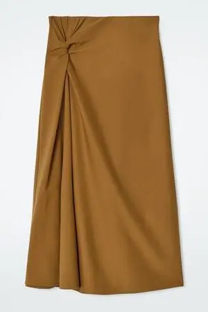 Cos Twist-detail Midi Skirt - Beige