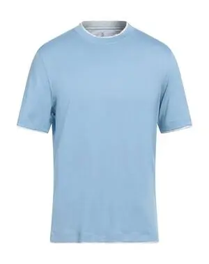 Brunello Cucinelli Man T-shirt Apricot Size S Cotton Blue