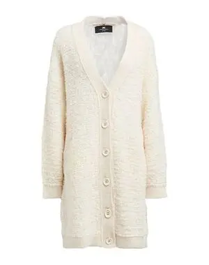 Elisabetta Franchi Cardigan In Bouclé Knit - Ivory