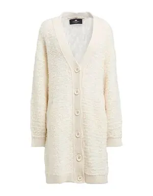 Elisabetta Franchi Cardigan In Bouclé Knit - Ivory