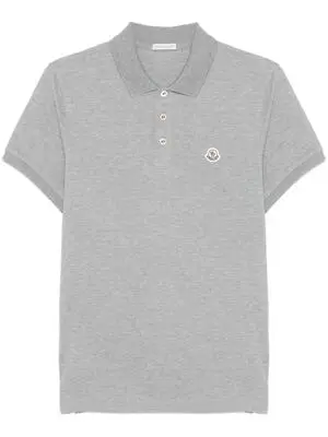 Moncler Logo-patch Cotton Polo Shirt - Grey