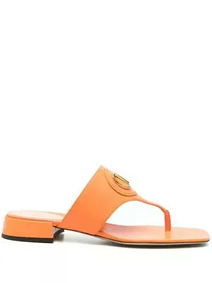 Valentino Garavani Vlogo Leather Slides - Orange