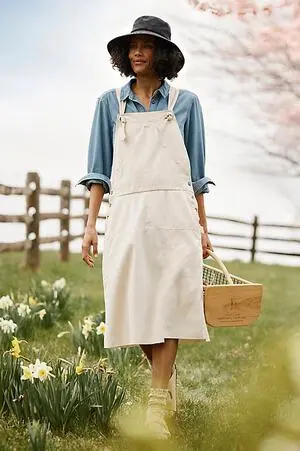 UTILITY CANVAS Overall Dress - Natural