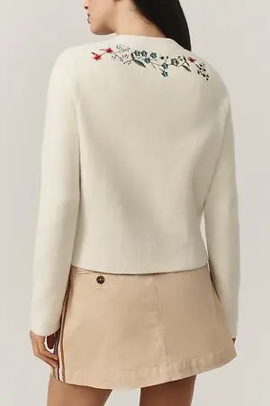 NVLT Button-front Embroidered Knit Jacket