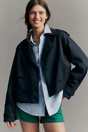 Women's Navy Cropped Trench Jackets
