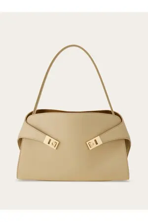FERRAGAMO Hug Soft Bicolor Shoulder Bag - Gold