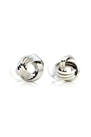 KENNETH JAY LANE Love Knot Pierced Earrings - Silver