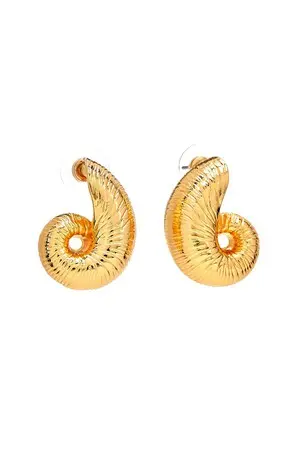 KENNETH JAY LANE Seashell Pierced Earrings - Gold
