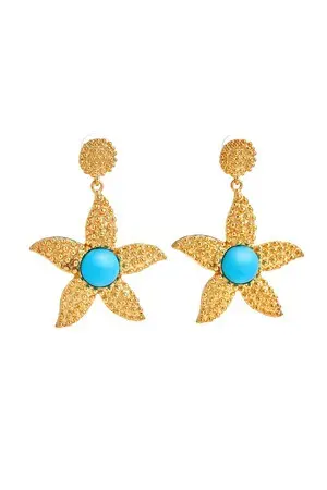 KENNETH JAY LANE Turquoise Starfish Drop Earrings - Gold