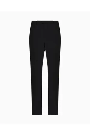 Emporio Armani Icon Piqué-effect Crêpe Jersey Trousers - Black