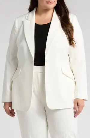 TAHARI ASL Tahari ASL One-Button Blazer White