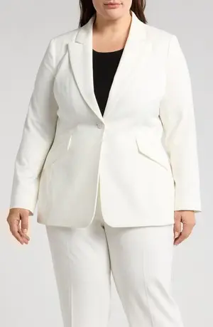 TAHARI ASL One-button Blazer - White