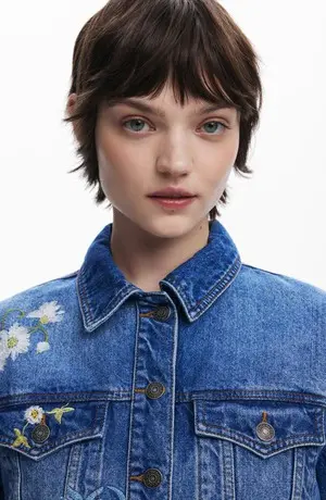 Desigual Embroidered Denim Trucker Jacket