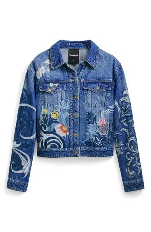 Desigual Embroidered Denim Trucker Jacket