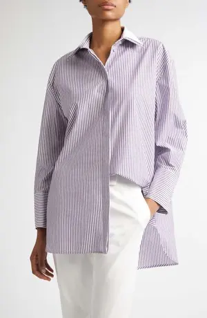 Max Mara Tubinga Stripe Stretch Cotton Button-up Shirt